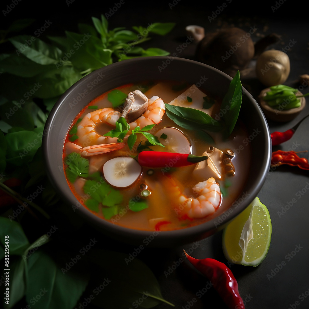 Thai Tom Yum Goong, a national dish for Thailand where the iconic ...