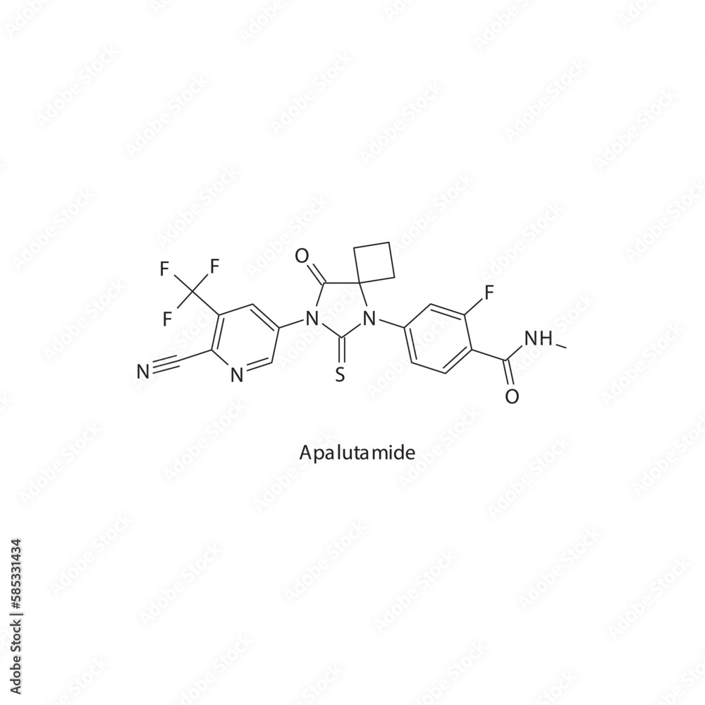Vector de Stock Apalutamide flat skeletal molecular structure Androgen receptor antagonist drug ...