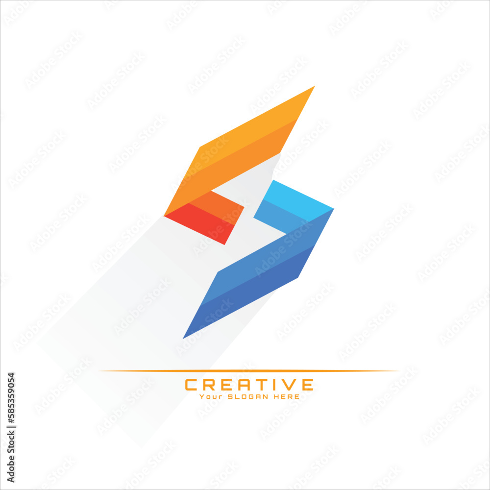 Vetor Storm logo concept. Letter S like lightning sign with text. Energy and thunder electricity ...