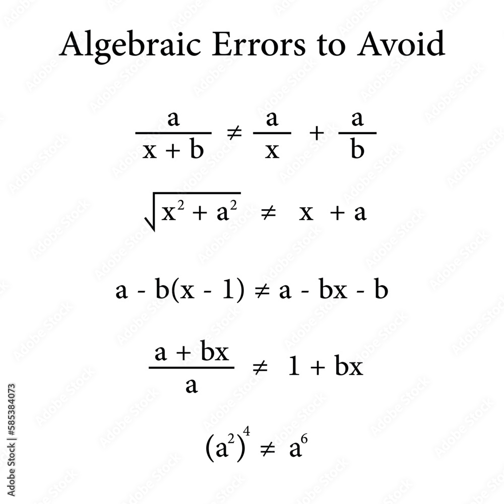 Mathematics errors. Algebra errors to avoid in mathematics. Common ...