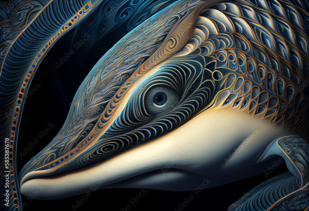 A complex, multi-layered pattern of interlocking shapes that resembles ...