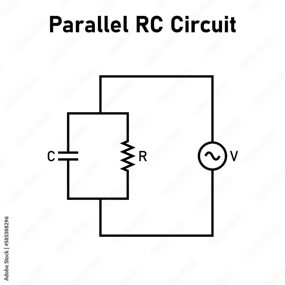 Parallel RC circuit diagram in physics Stock Vector | Adobe Stock