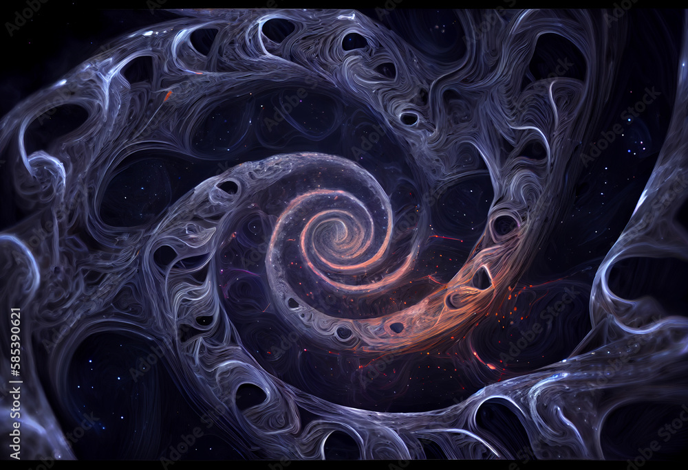 A complex, multi-layered pattern of interlocking shapes that resembles ...