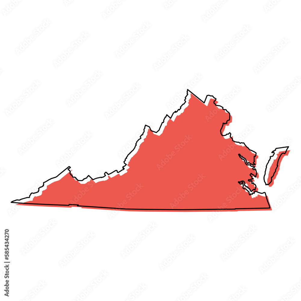 Virginia map shape, united states of america. Flat concept icon symbol ...