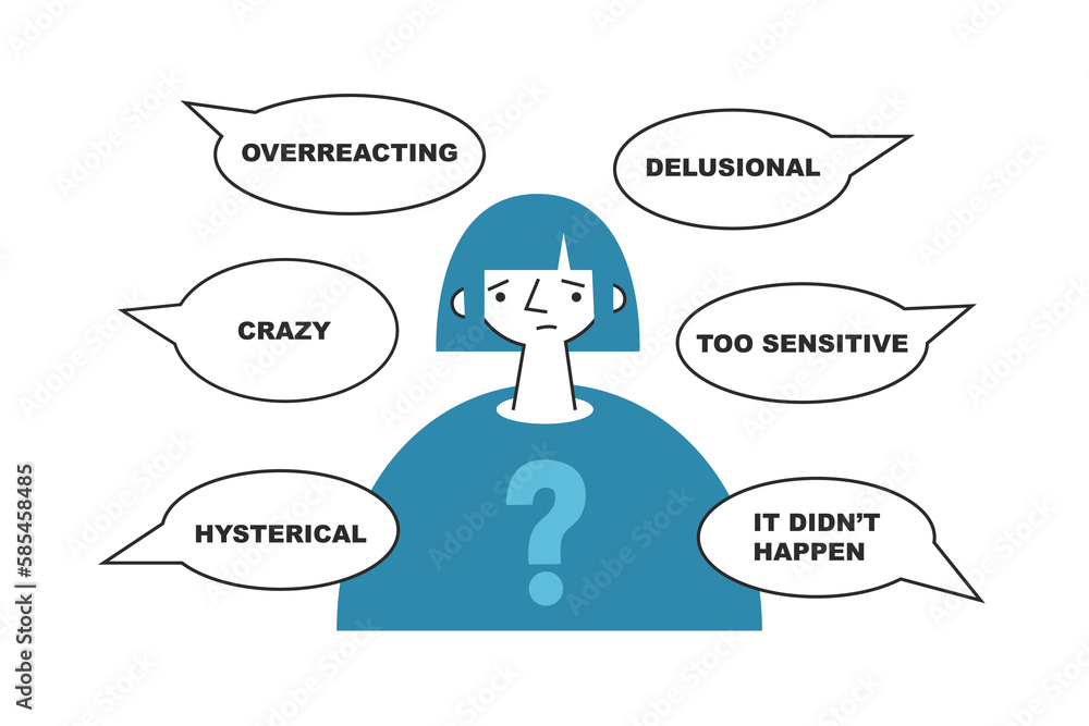 Person hears gaslighting words and doubts himself. Verbal abuse and ...