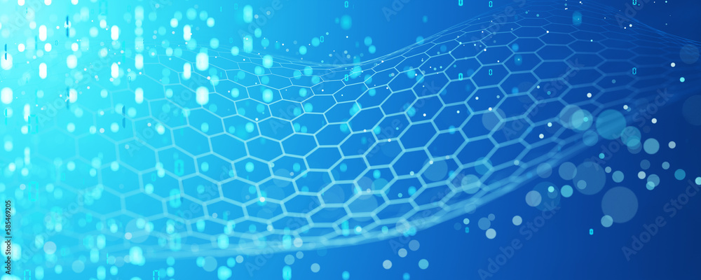 Data background. Big data. Wide banner. Blockchain technology. Network structure background ...