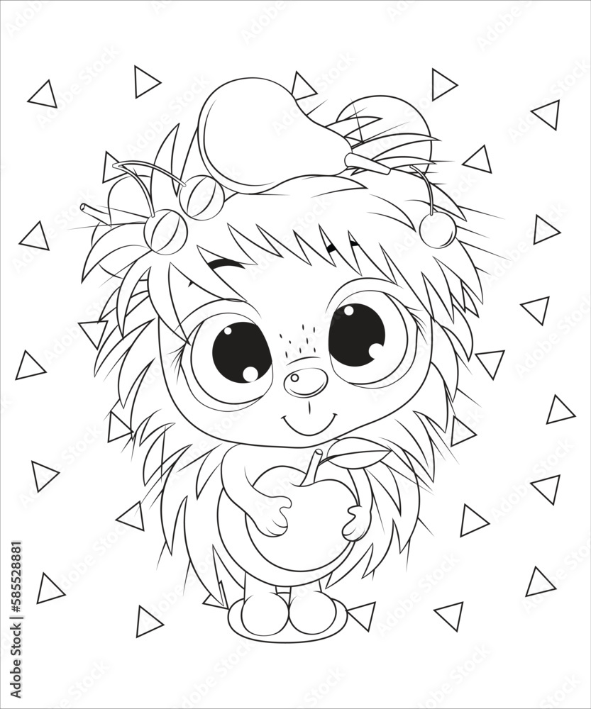 funny cute animals coloring page for kids Stock Vector | Adobe Stock