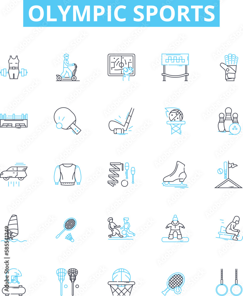 Olympic sports vector line icons set. Track, Field, Swimming, Soccer ...