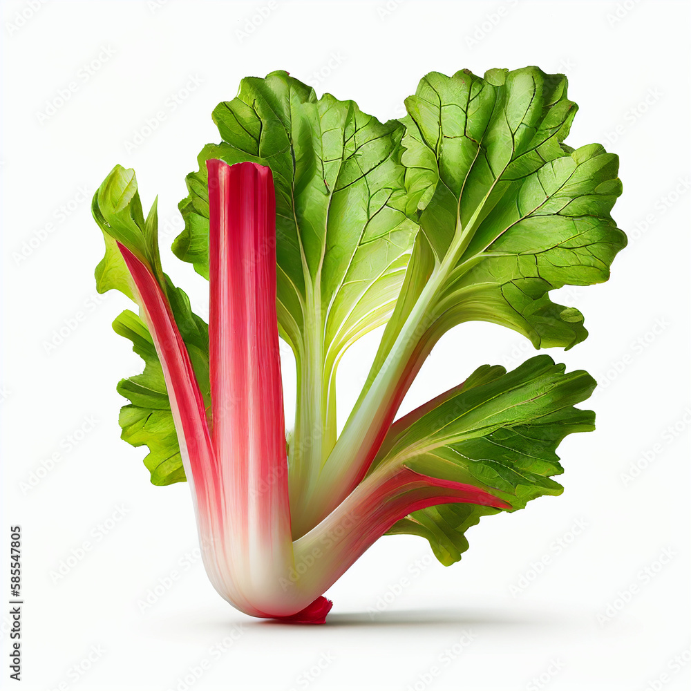 Ilustración de Stock Rhubarbe de saison fraiche extra lumineuse isolée ...