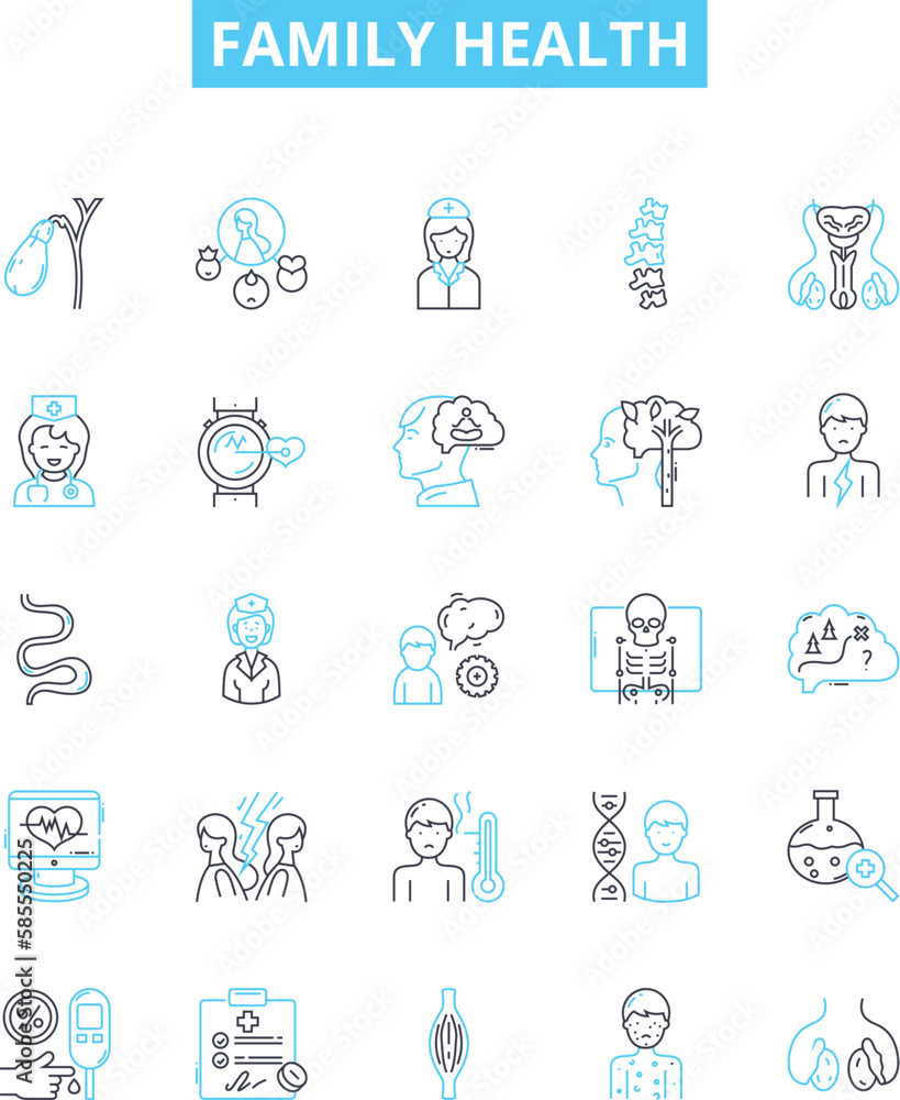 Family health vector line icons set. Family, Health, Wellbeing ...