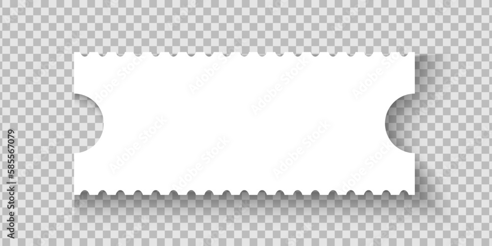 Empty ticket mockup. Blank paper entry ticket for concert, cinema, museum, festival, theater ...