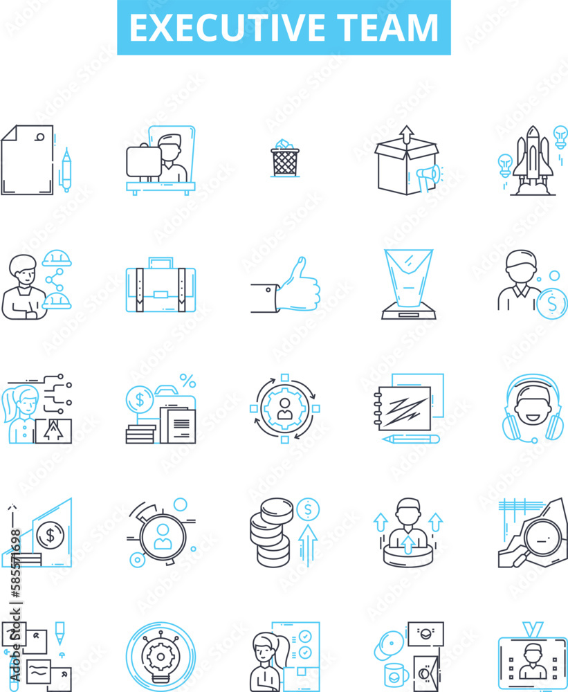 Executive team vector line icons set. Executive, Team, Leaders ...