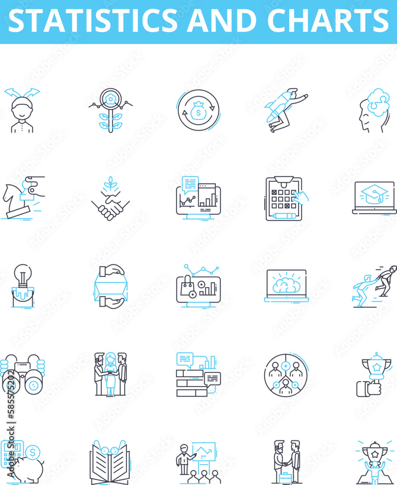 Vektor Statistics and charts vector line icons set. Statistics, Charts ...