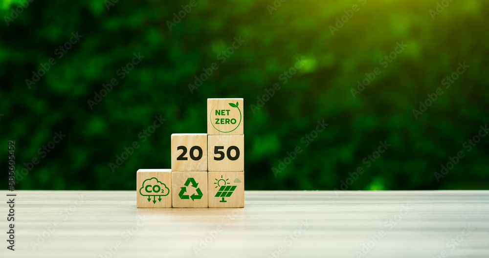 Foto de Stock Net zero by 2050. Carbon neutral. Net zero greenhouse gas ...