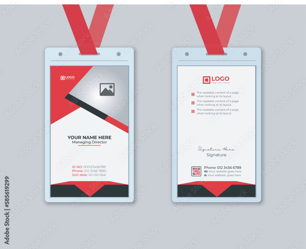 Modren office employee id card design template, Vector simple Business ...