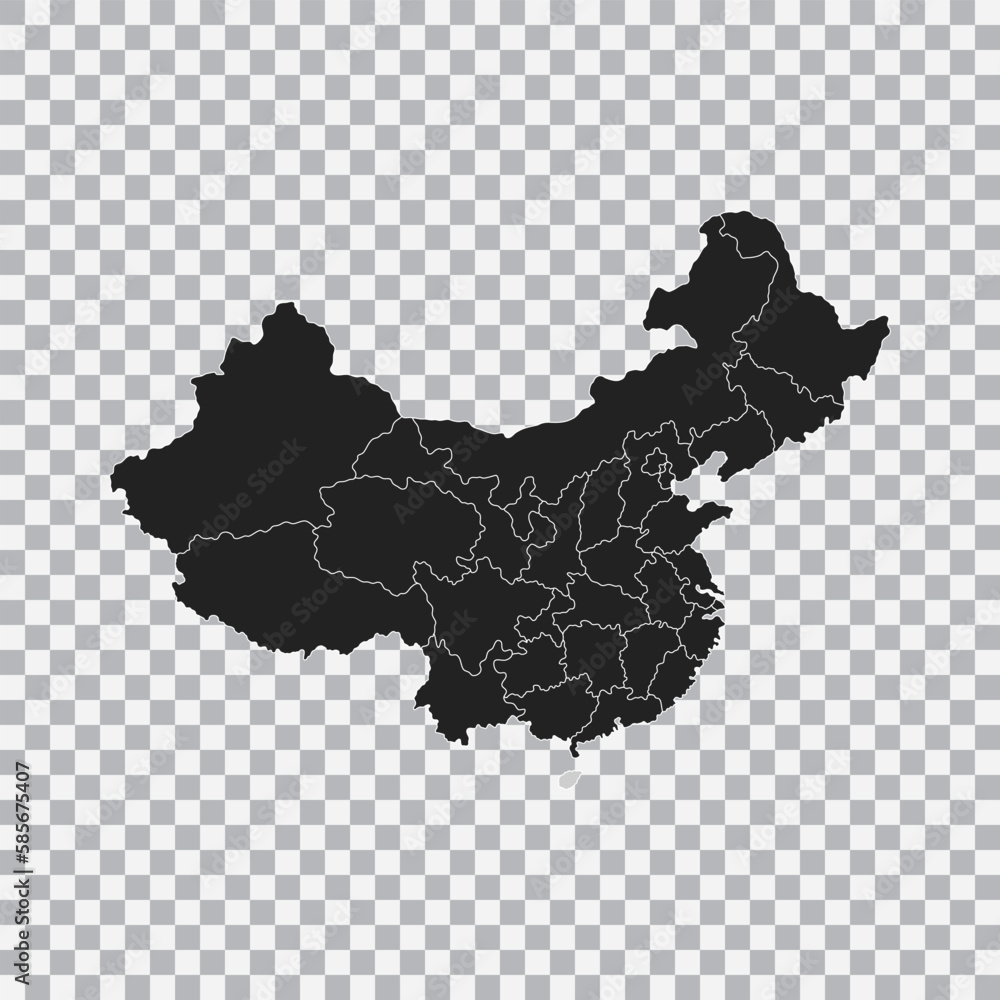 Political map of the China isolated on transparent background. Vector ...