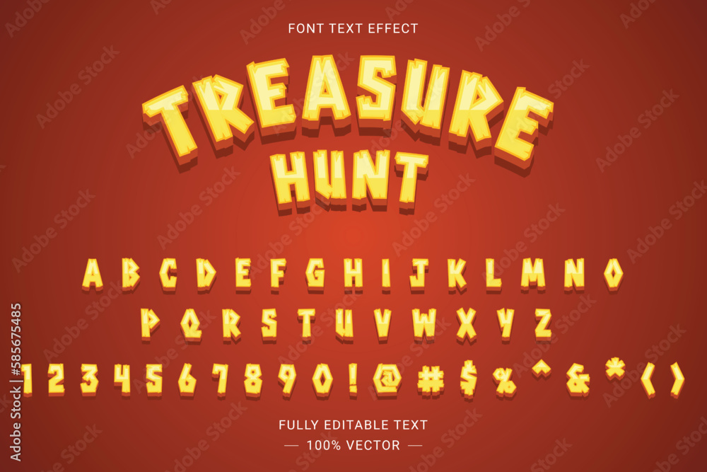 Treasure Hunt Text Funky Font Style 3D Effect. Complete set of alphabet ...
