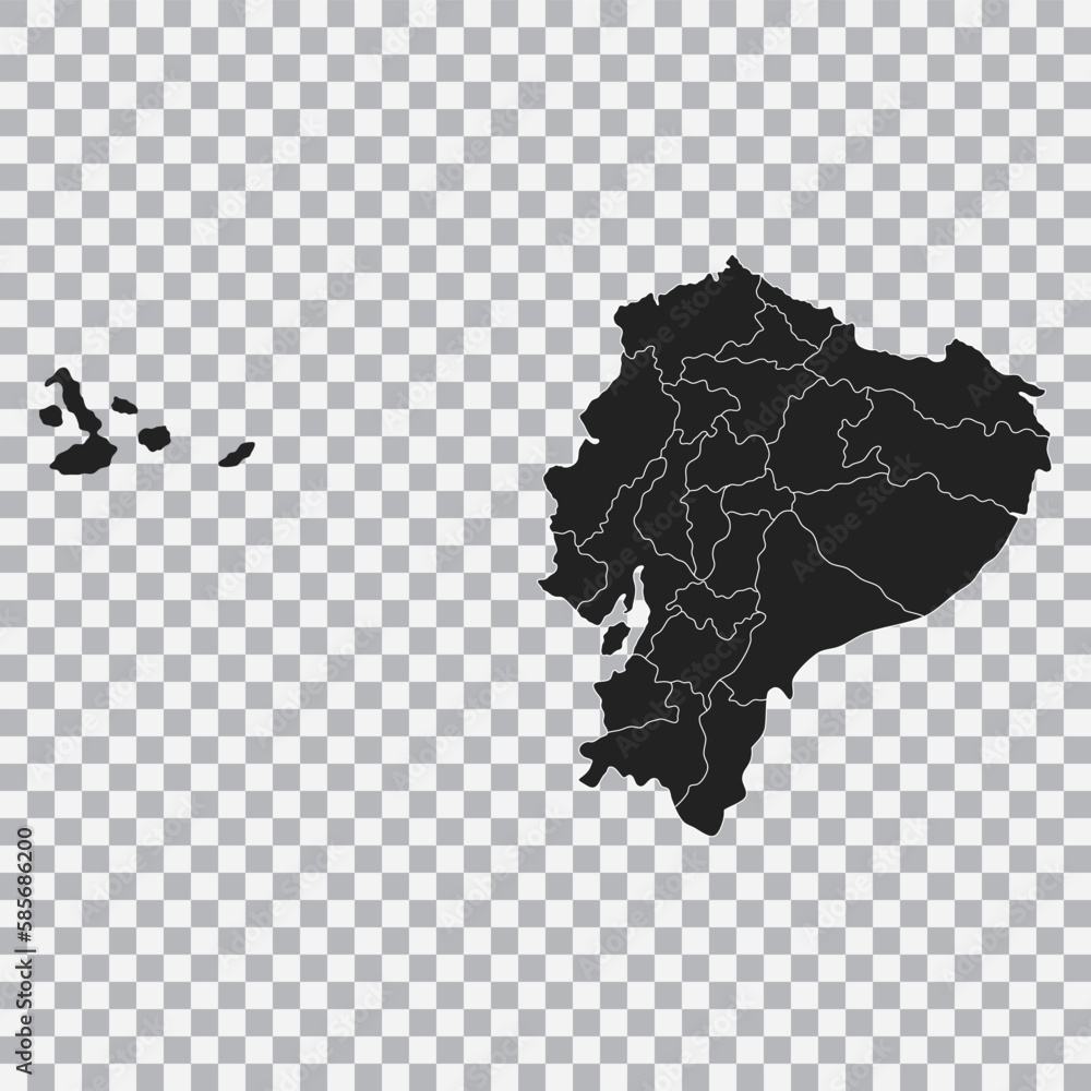 Outline political map of the Ecuador isolated on transparent background ...