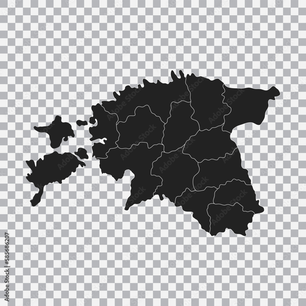 Outline political map of the Estonia isolated on transparent background ...