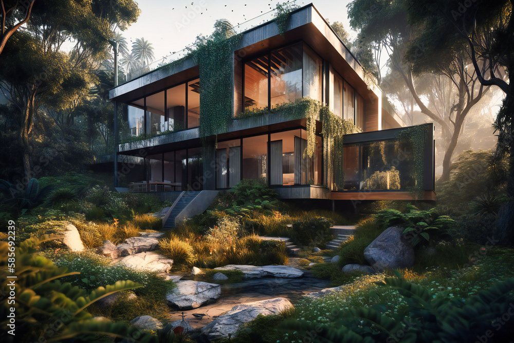 Energy-efficient modern residences blend with lush public areas ...