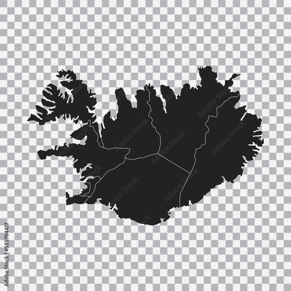 Political map of the Iceland isolated on transparent background. Vector ...