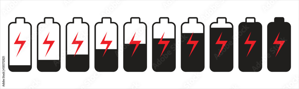 Set battery with different level of charge. Car battery indicator ...