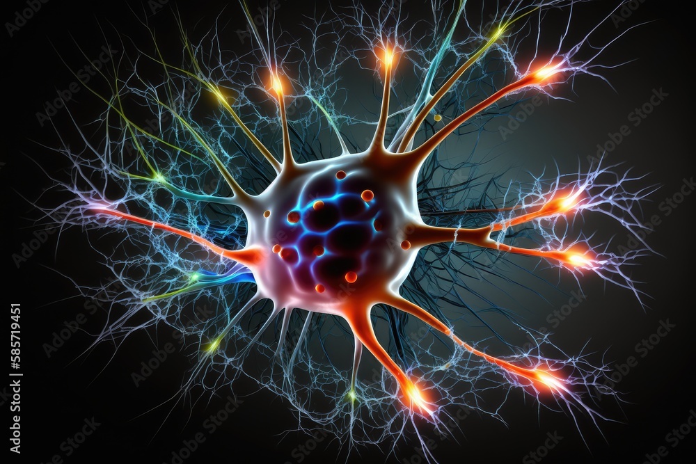 neural network, with each synapse and neuron visible, learning new skills, created with ...