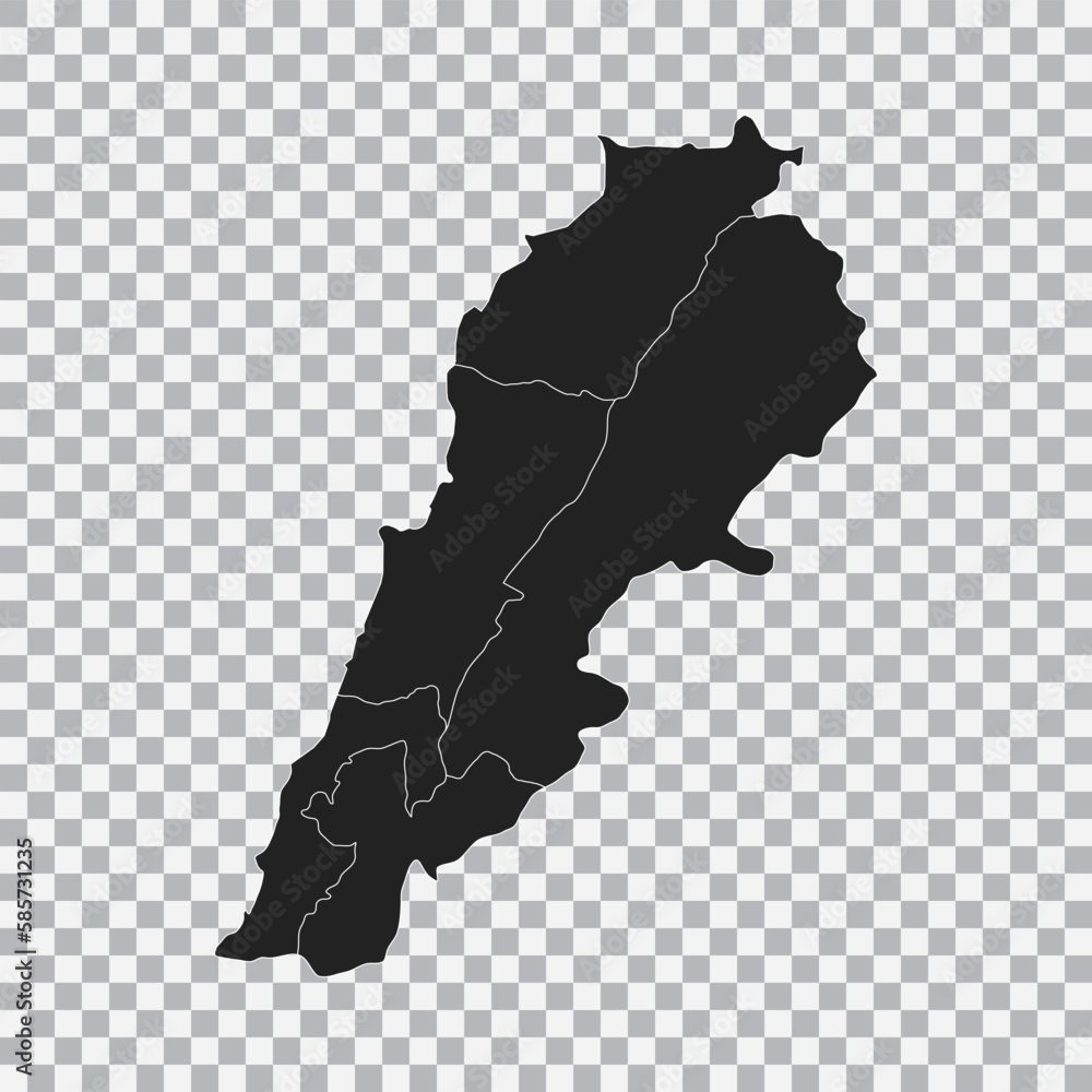 Political map of the Lebanon isolated on transparent background. Vector ...