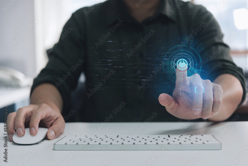 Human Finger Presses Touch Screen Button to Activate Future Artificial ...