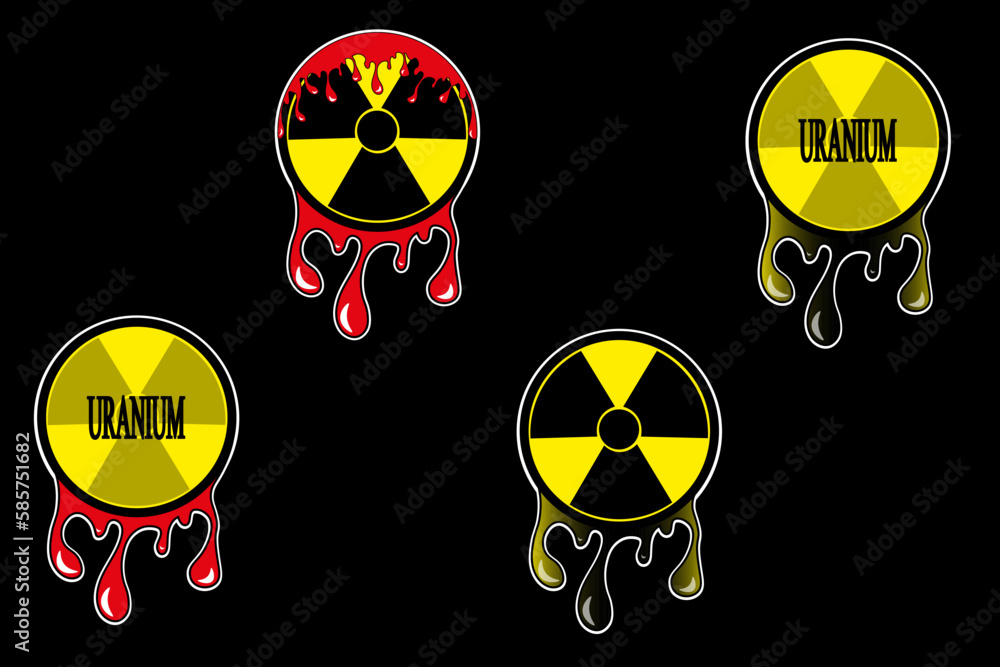 Radiation hazard symbols. Set of stickers with nuclear symbol. Stock ...