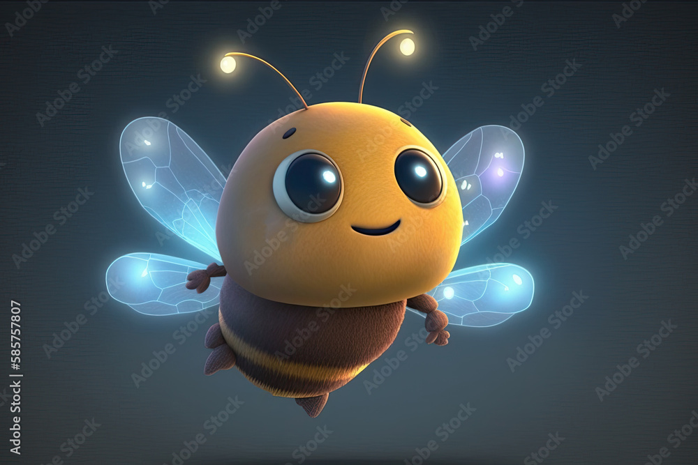 Cute Cartoon Firefly in the Woods (Generative AI) Stock Illustration ...