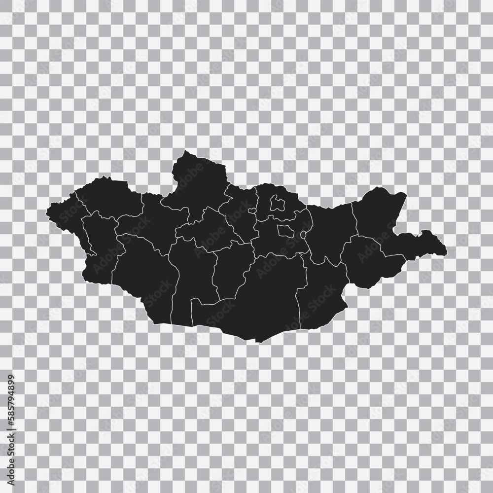 Political map of the Mongolia isolated on transparent background ...