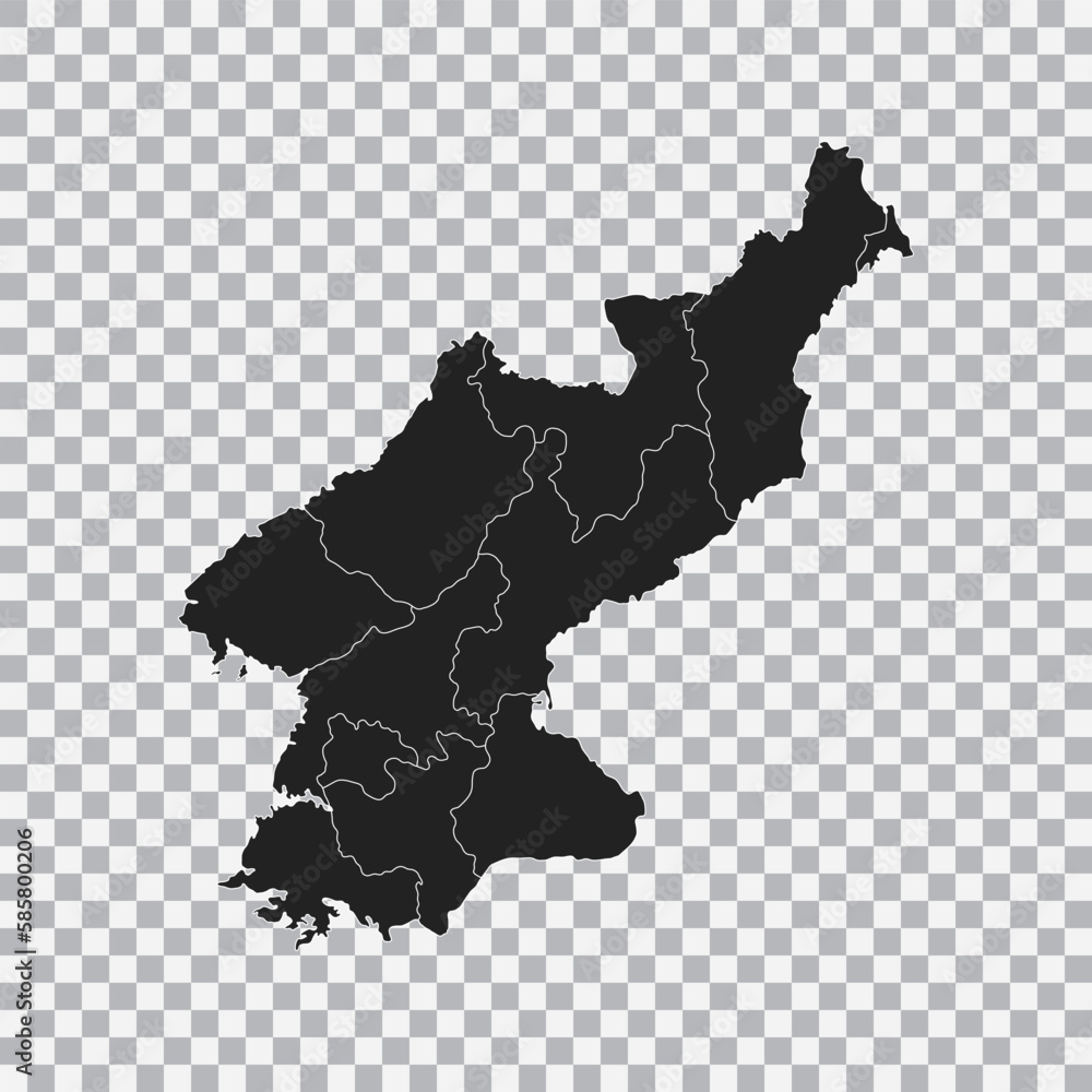 Political map of the North Korea isolated on transparent background ...