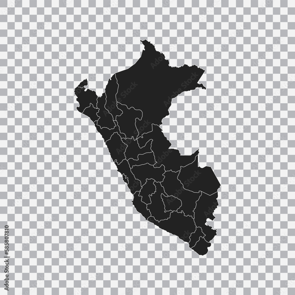 Political map of the Peru isolated on transparent background. Vector ...