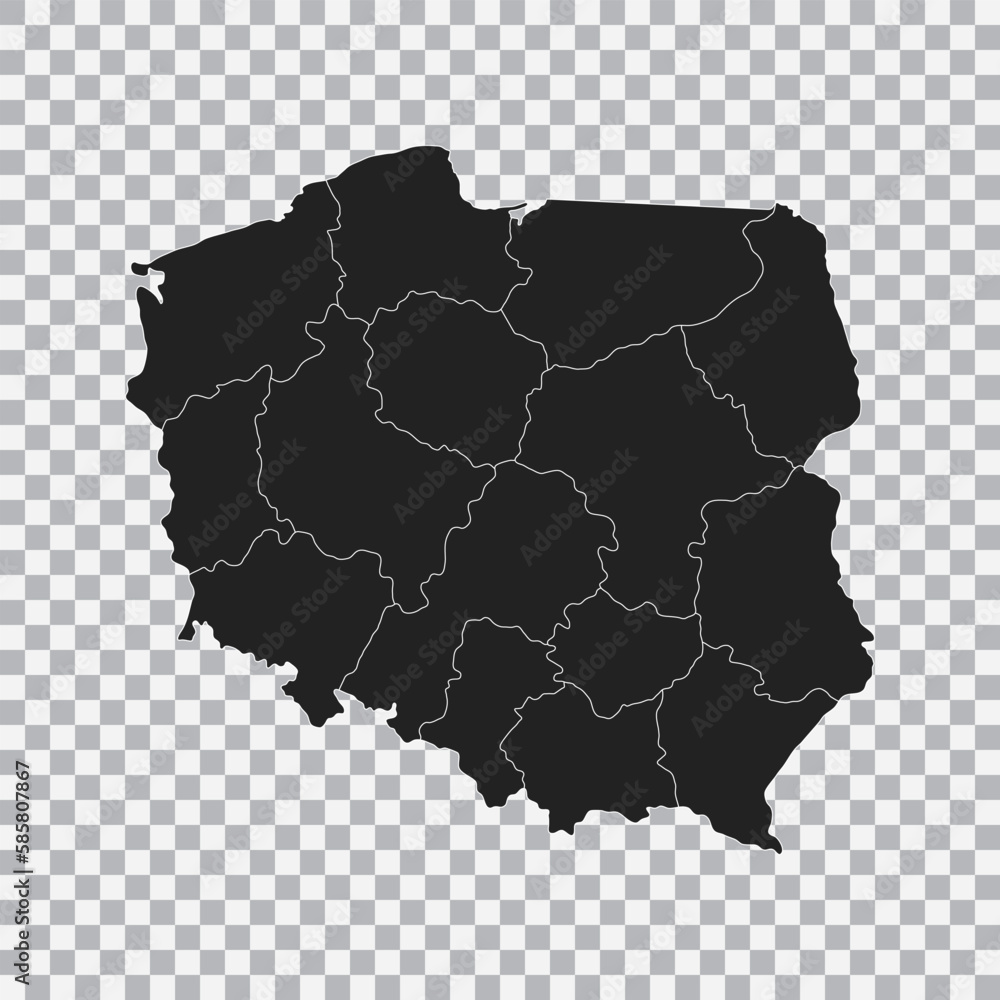 Political map of the Poland isolated on transparent background. Vector ...