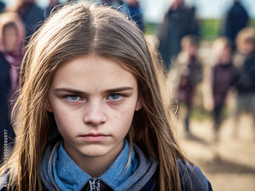 Girl being bullied at the school. Educational school isolation and ...