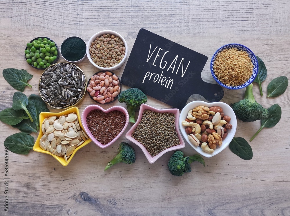 Protein rich foods. Plant-based protein. Natural sources of essential ...