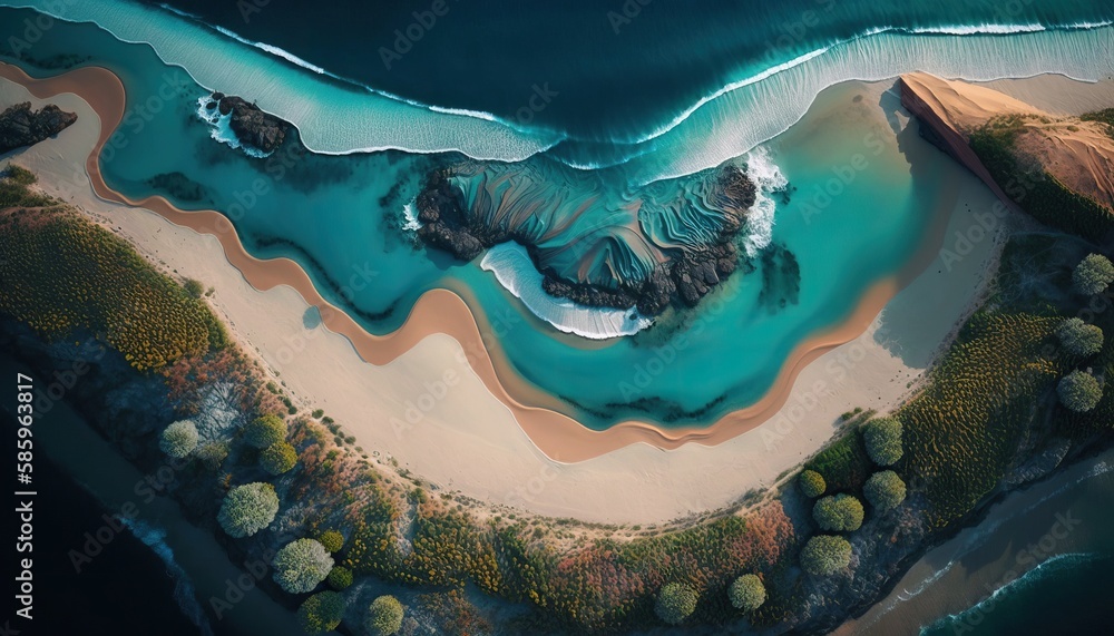The world from above - generative aerial view of a wonderful beach ...