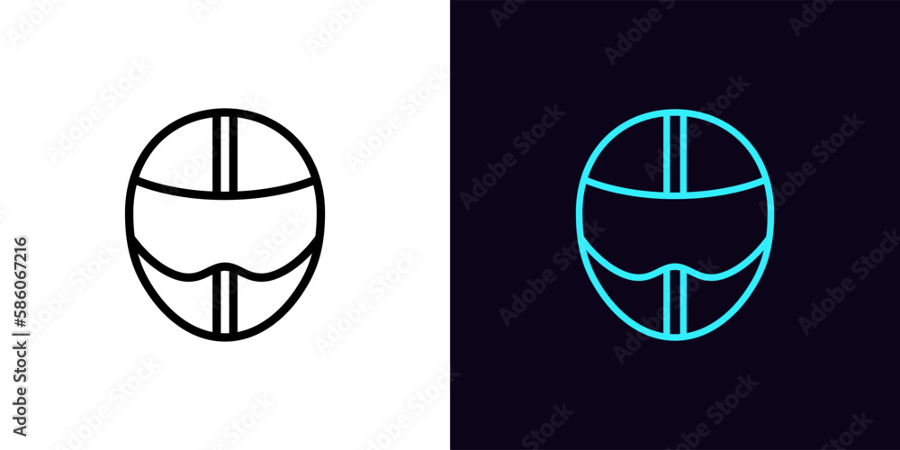 Outline racing helmet icon, with editable stroke. Biker or driver ...