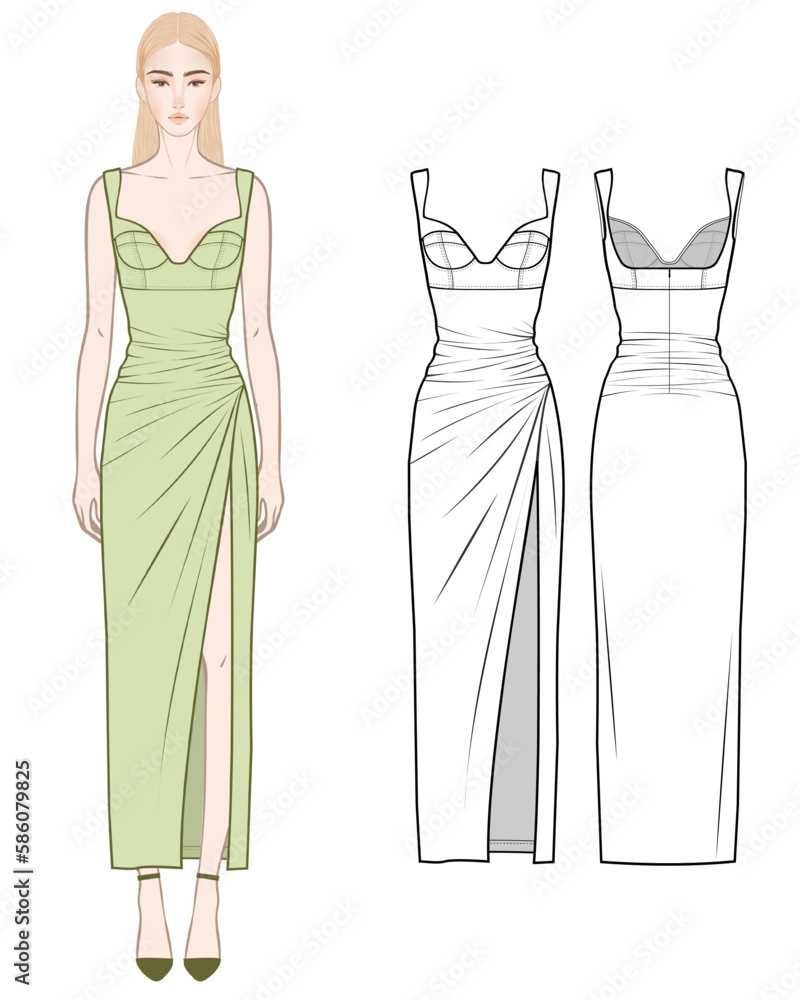 Image vectorielle Stock Fashion design illustration. dress flat ...