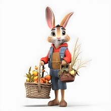 Happy Easter Farmer Rabbit Free Stock Photo - Public Domain Pictures