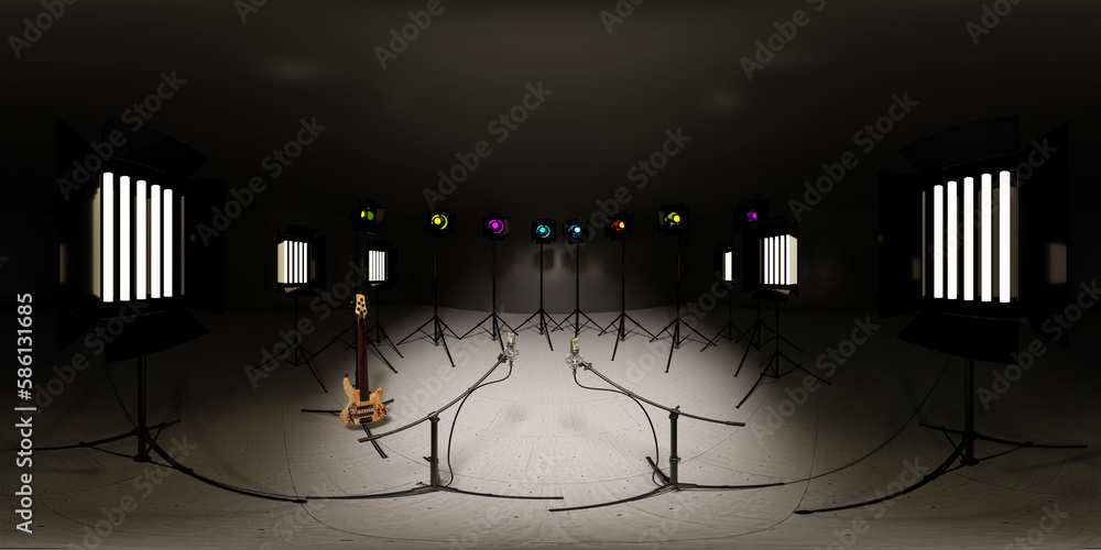 HDRI map, spherical music studio environment panorama background, 360 ...