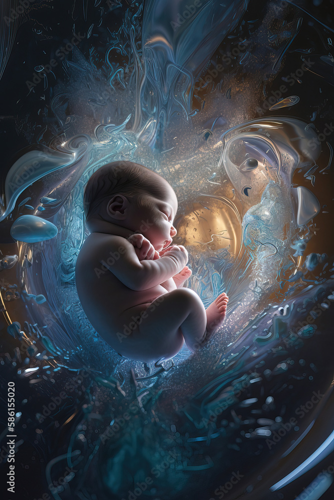 Baby inside the belly - Newborn. AI Generated Stock Illustration ...