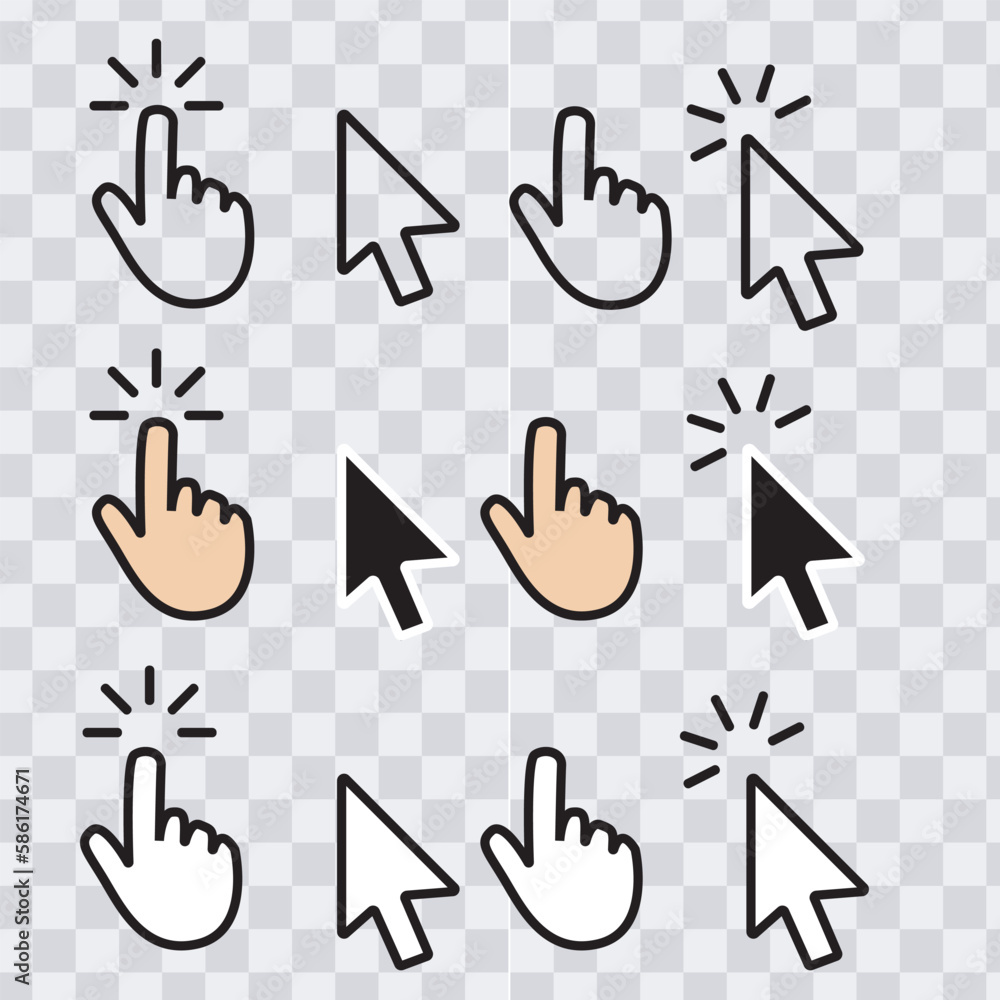 Hand cursor icons set. cursor sign and symbol. hand cursor icon clik ...