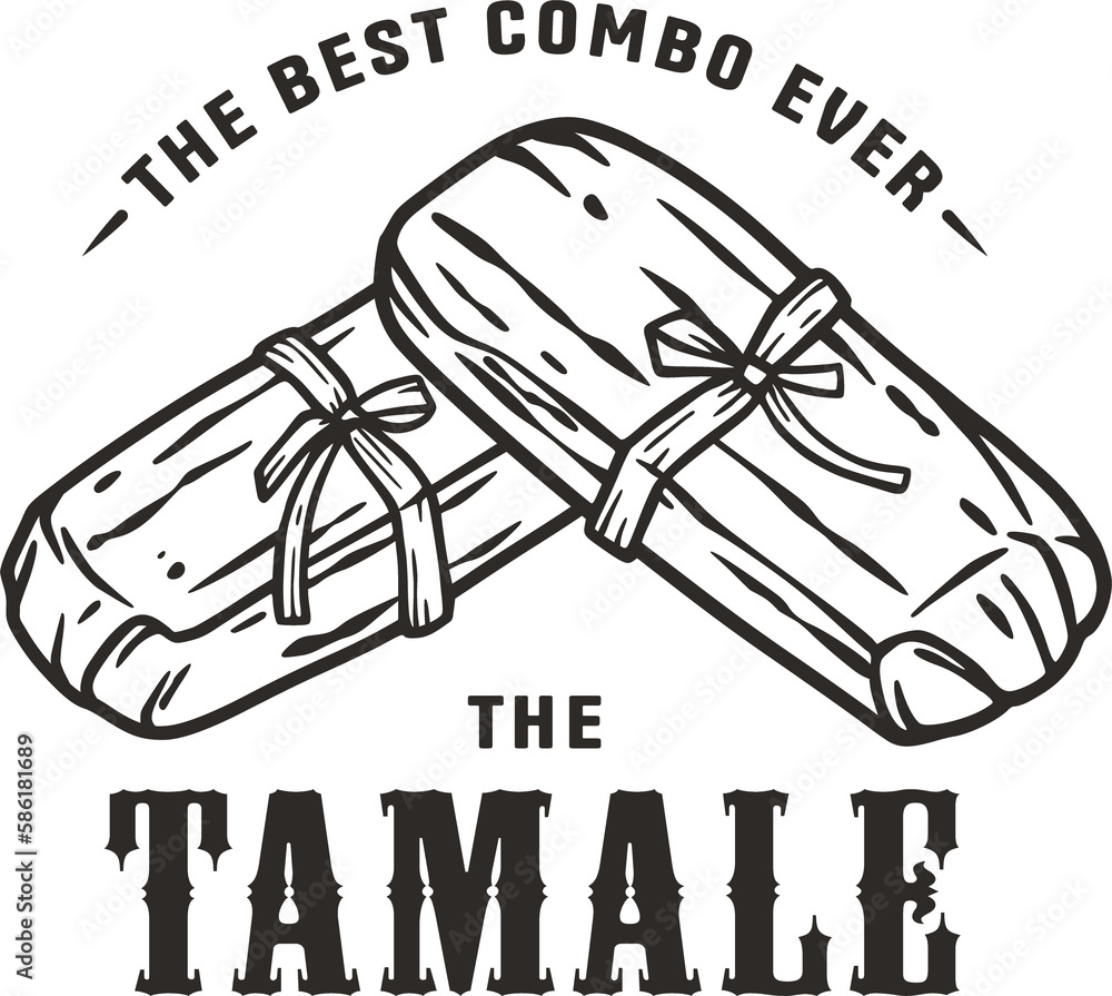 Latin tamale food vector with corn leaves for logo or emblem ...