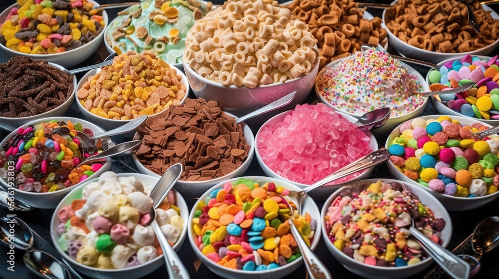 Stock-Illustration „The best ice cream toppings. Large selection of ice ...