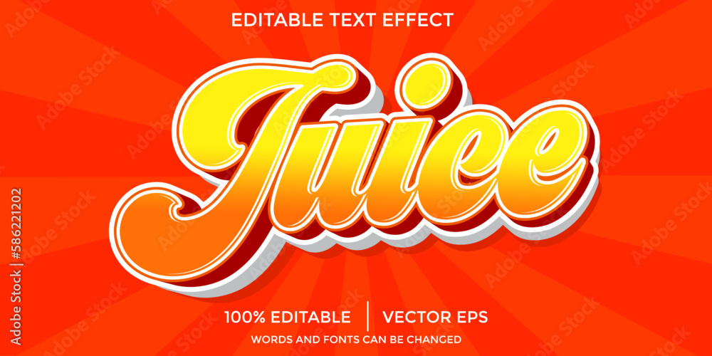 juice text style effect editable Stock Vector | Adobe Stock