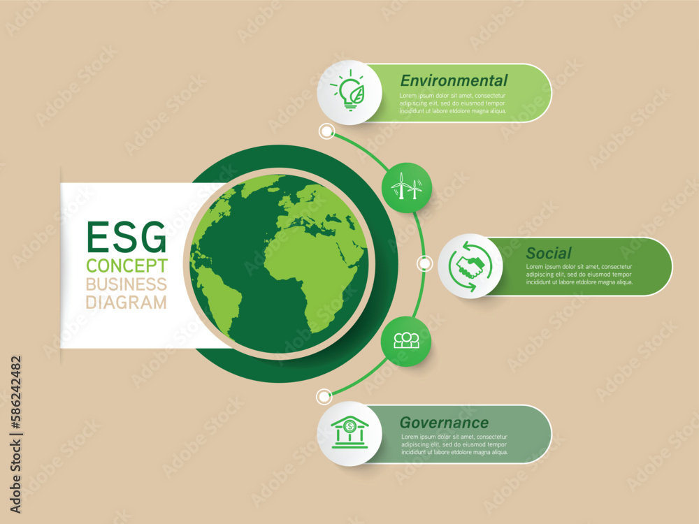 ESG Environment, Social, Governance, corporate infographic. Business ...