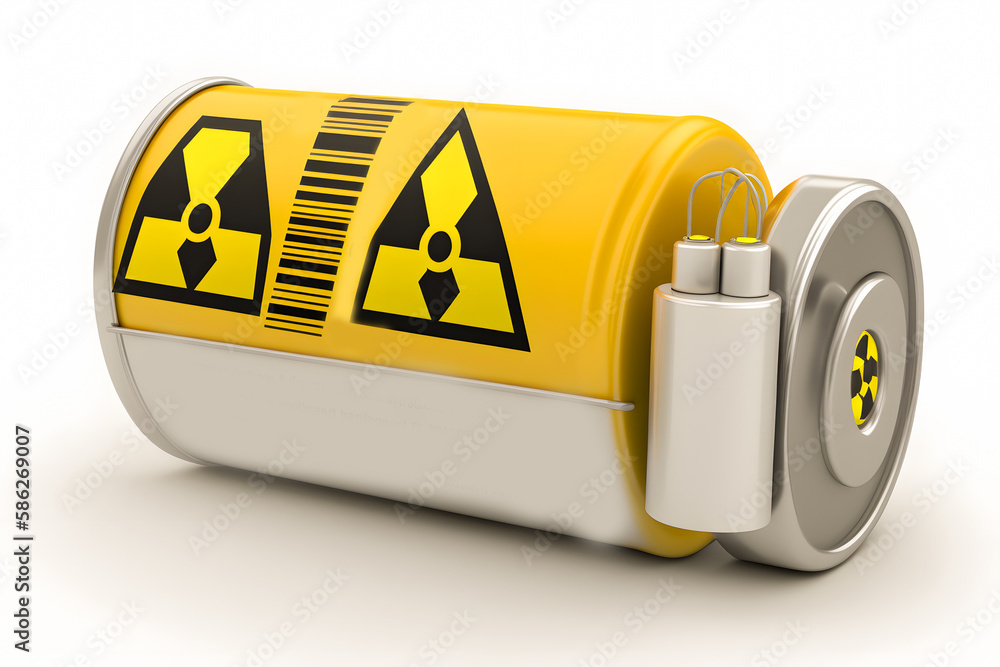 Atomic Nuclear fuel battery on white isolated background. Concept ...