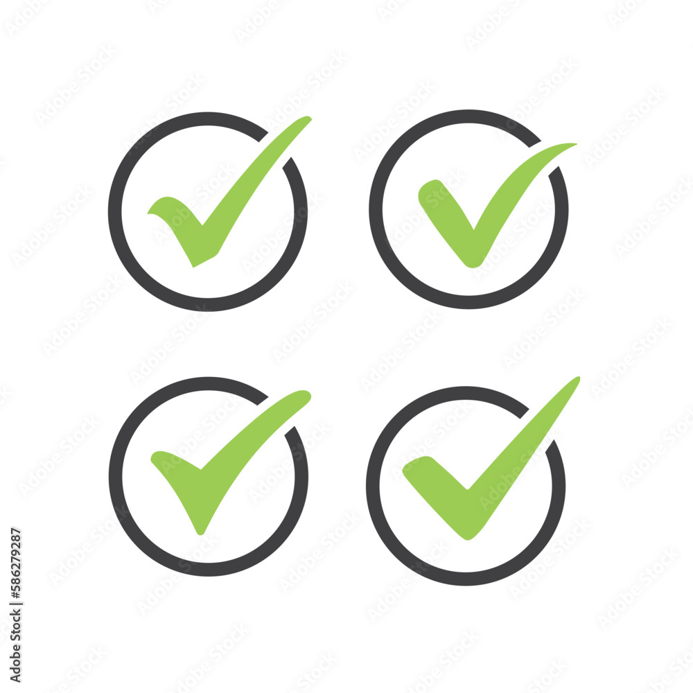 Green check marks in different variants. Stock Vector | Adobe Stock